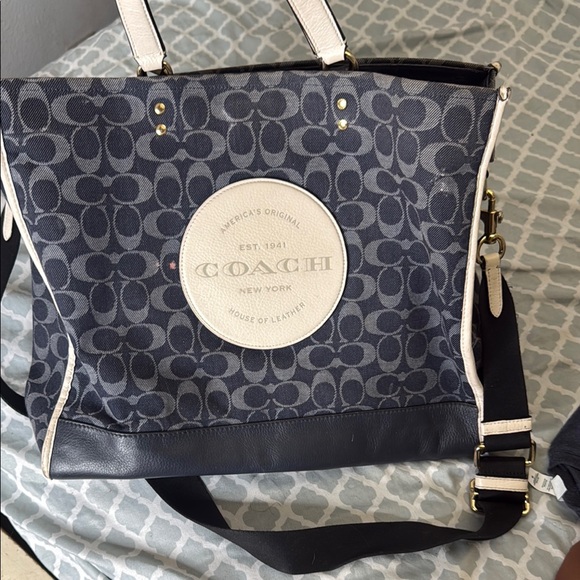 Coach | Bags | Coach Navy And White Tote Bag | Poshmark